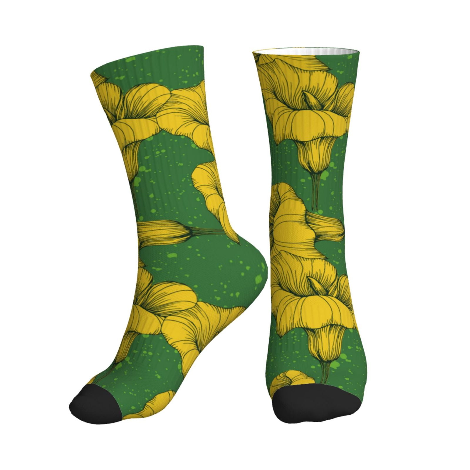 Crew Socks for Women Men, Yellow Calla Lily Flowers Moisture Running ...