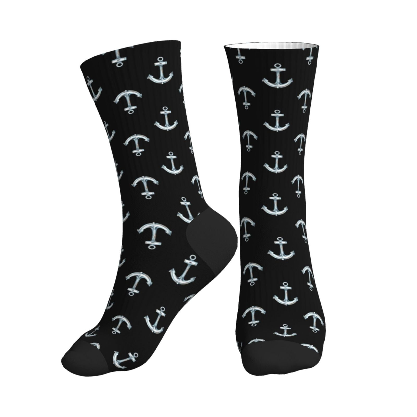 Crew Socks for Women Men, cool Anchor black print Moisture Running ...
