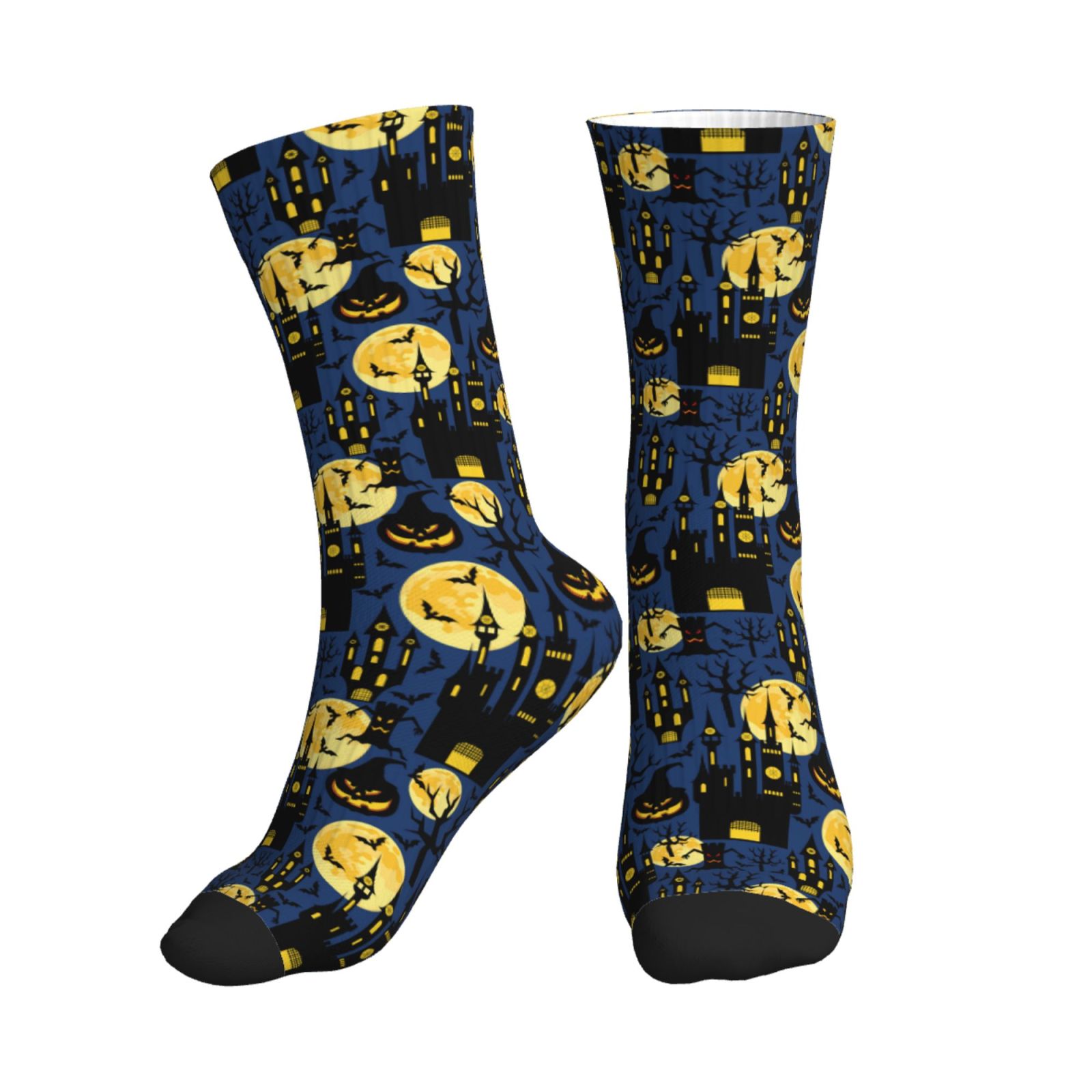 Crew Socks for Women Men halloween elements background Athletic Calf ...