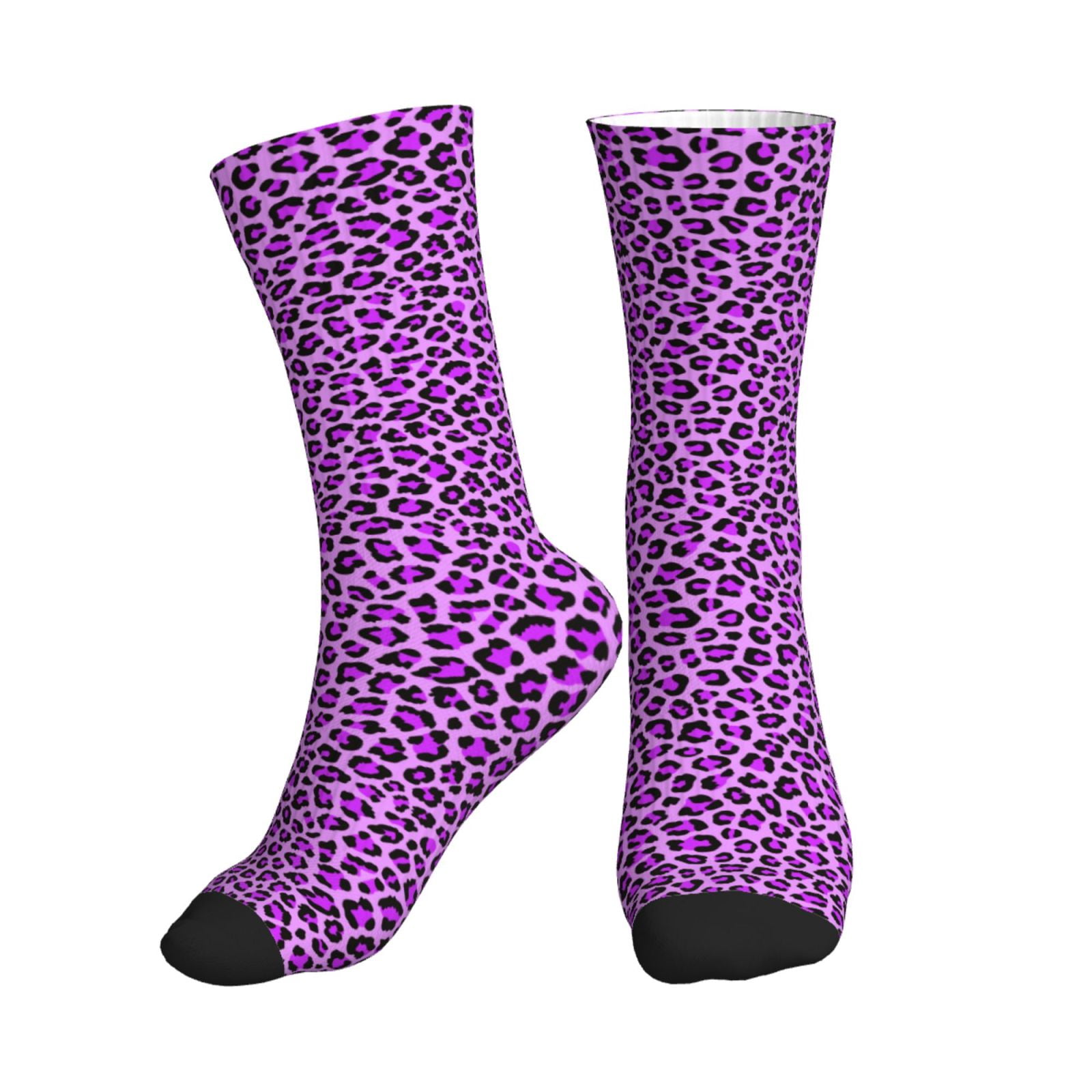 Crew Socks for Women Men, purple lilac leopard cool Womens Mens Socks ...