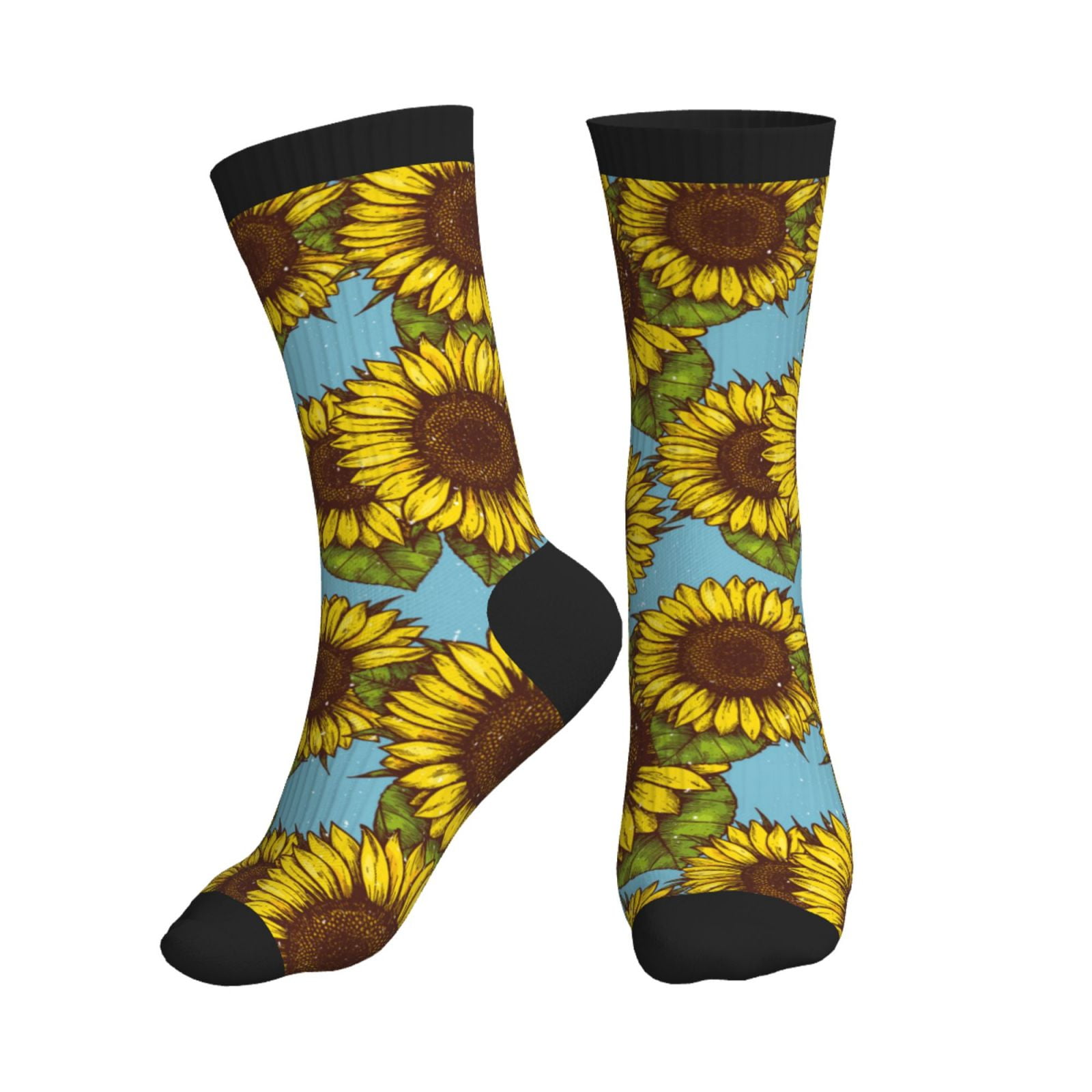 Crew Socks for Women Men, yellow Sunflowers Blue Womens Mens Socks ...