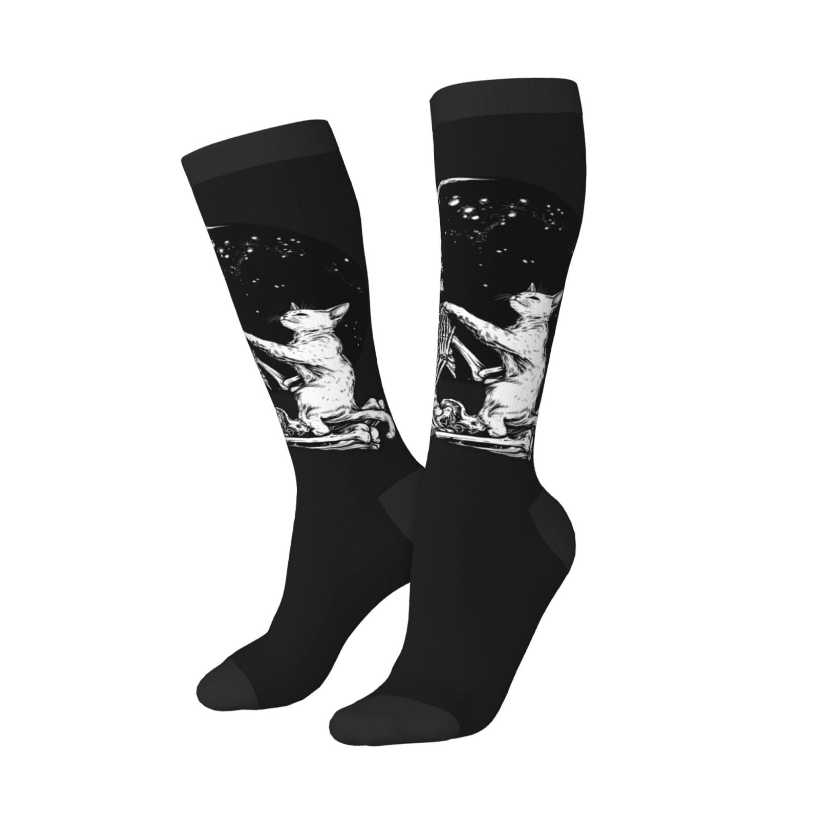 Crew Socks for Women and Men Halloween Vintage Skeleton Cat Casual ...