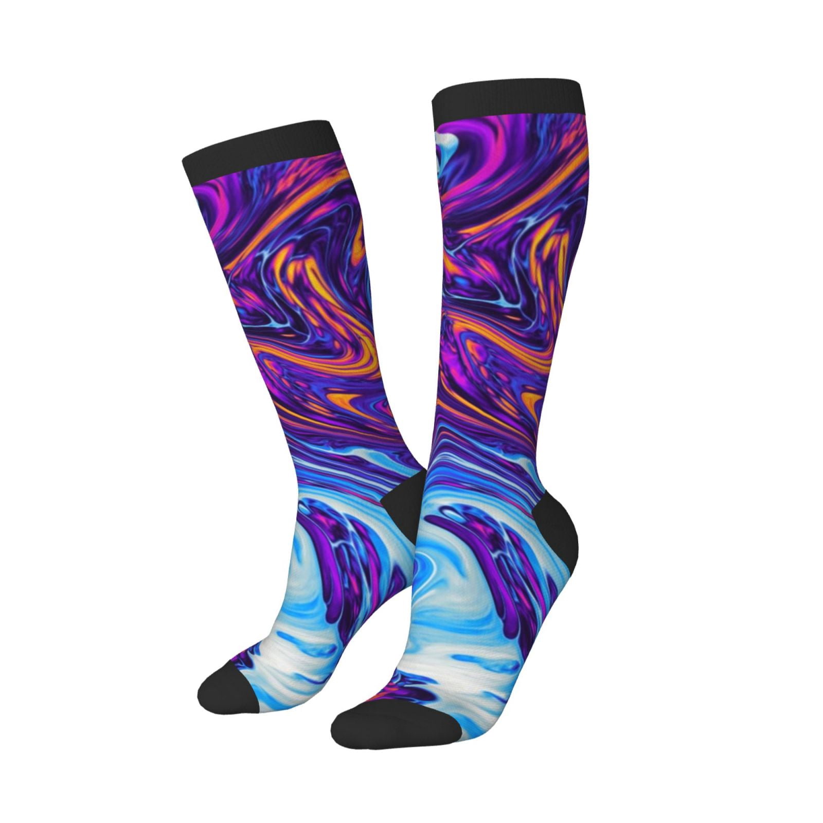 Crew Socks for Women and Men Swirl Print Blue Purple Casual Athletic ...
