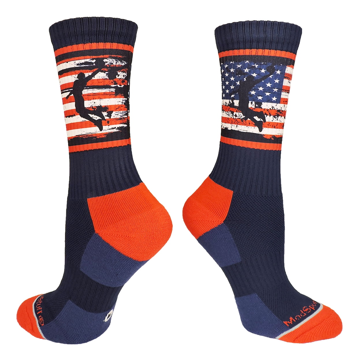 Crew length USA Basketball Socks with American Flag and Player (Navy ...