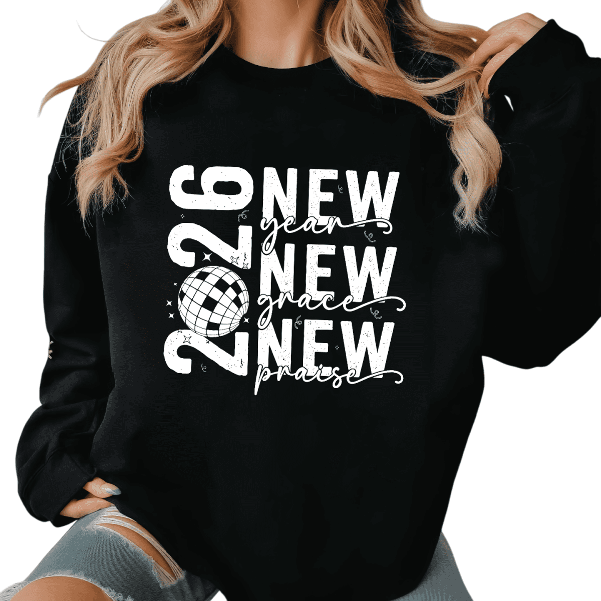 Crewneck Print Sweatshirt Graphic Sweatshirt 2026 New Year New Grace ...