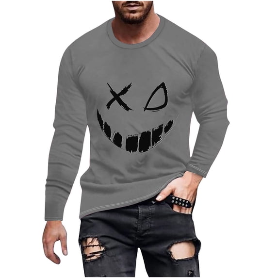 Crewneck Spandex Tee Shirts for Mens Summer Fall Long Sleeve Graphic ...