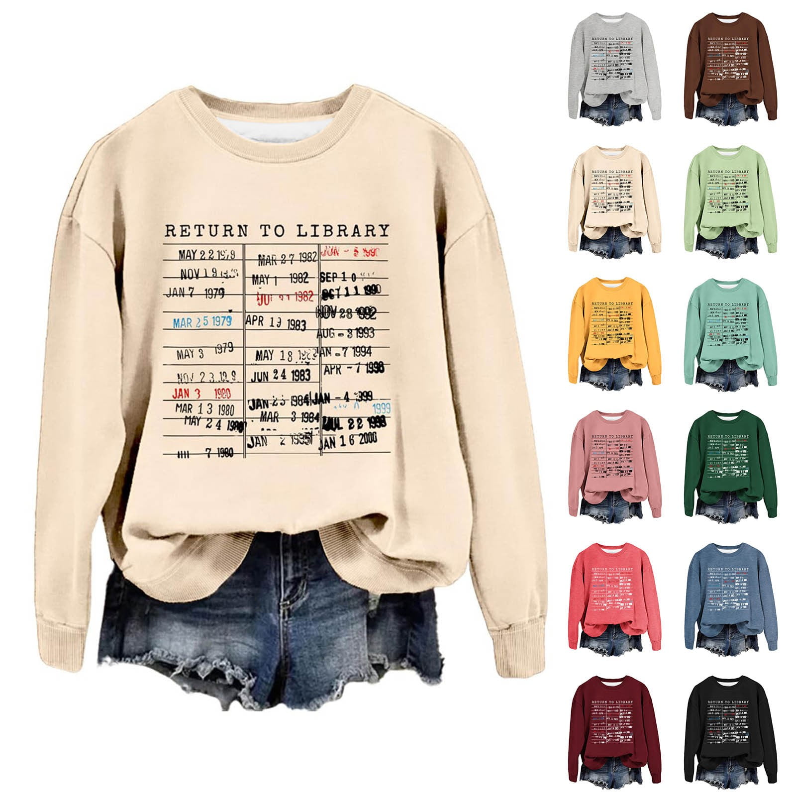 Crewneck Sweatshirt Library Shirt Book Lover Sweatshirt Graphic ...