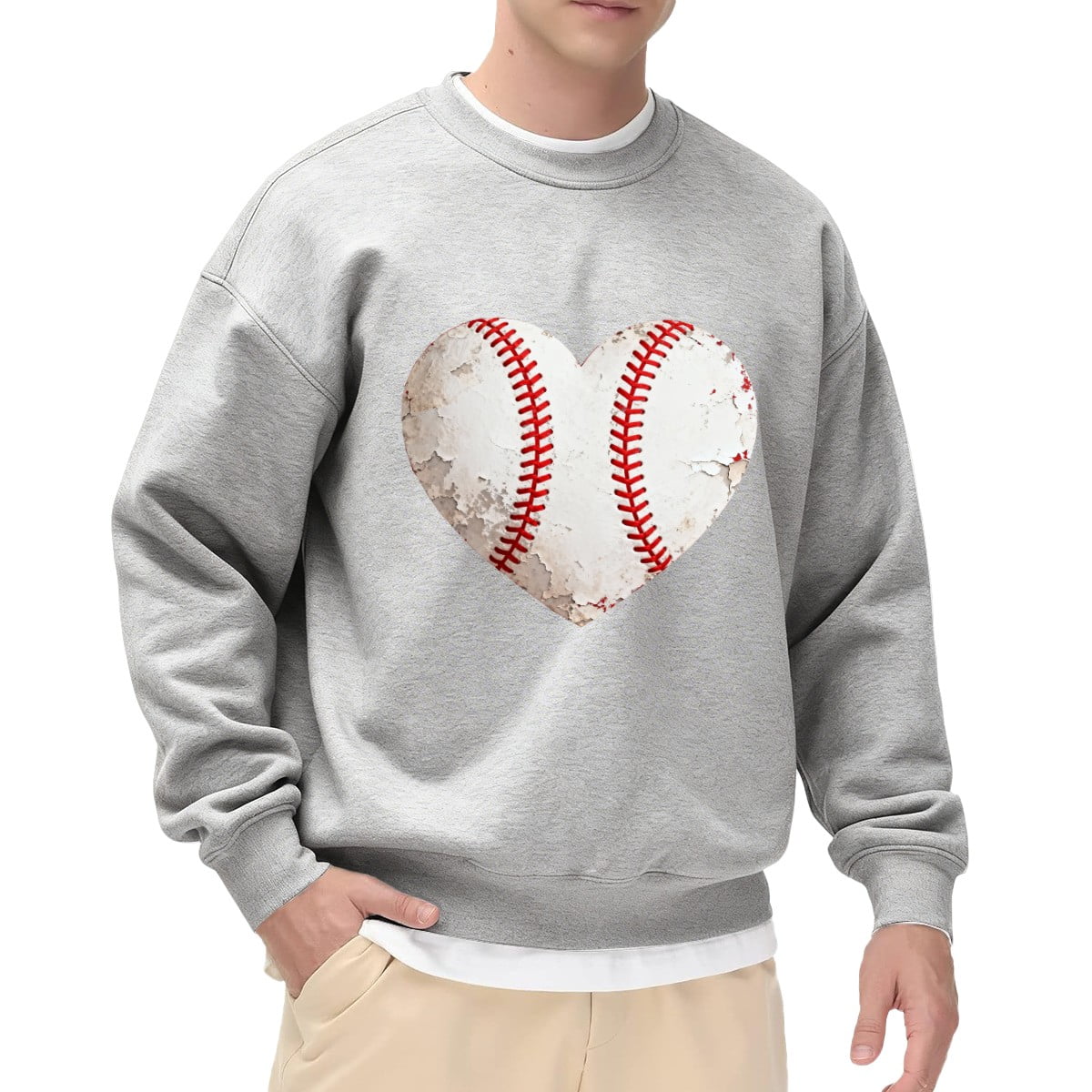 Crewneck Sweatshirt with Long Sleeves Baseball Love Graphic Men’s and ...