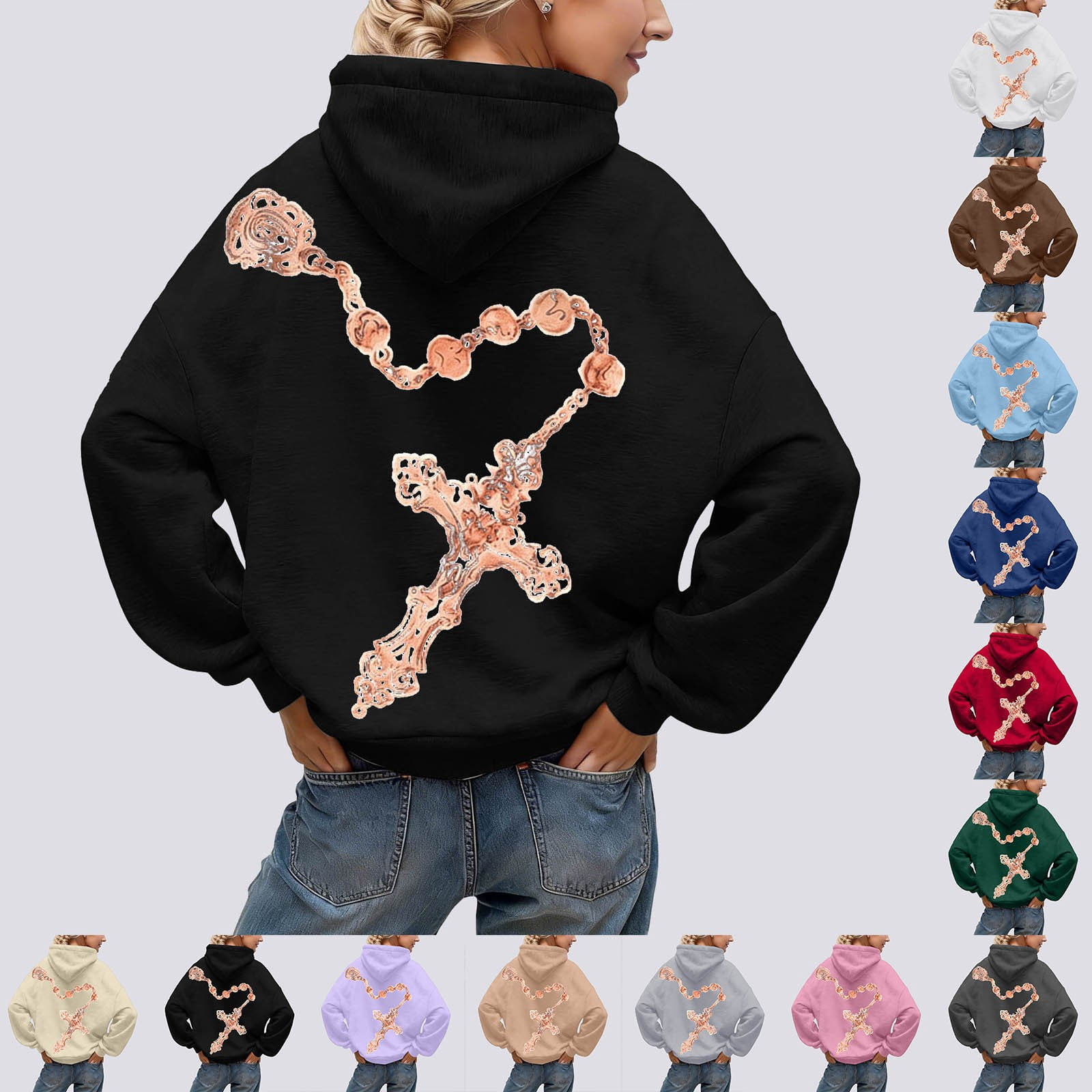 Crewneck Sweatshirts Women Hooded Fall Winter Pullover with Unique Back ...