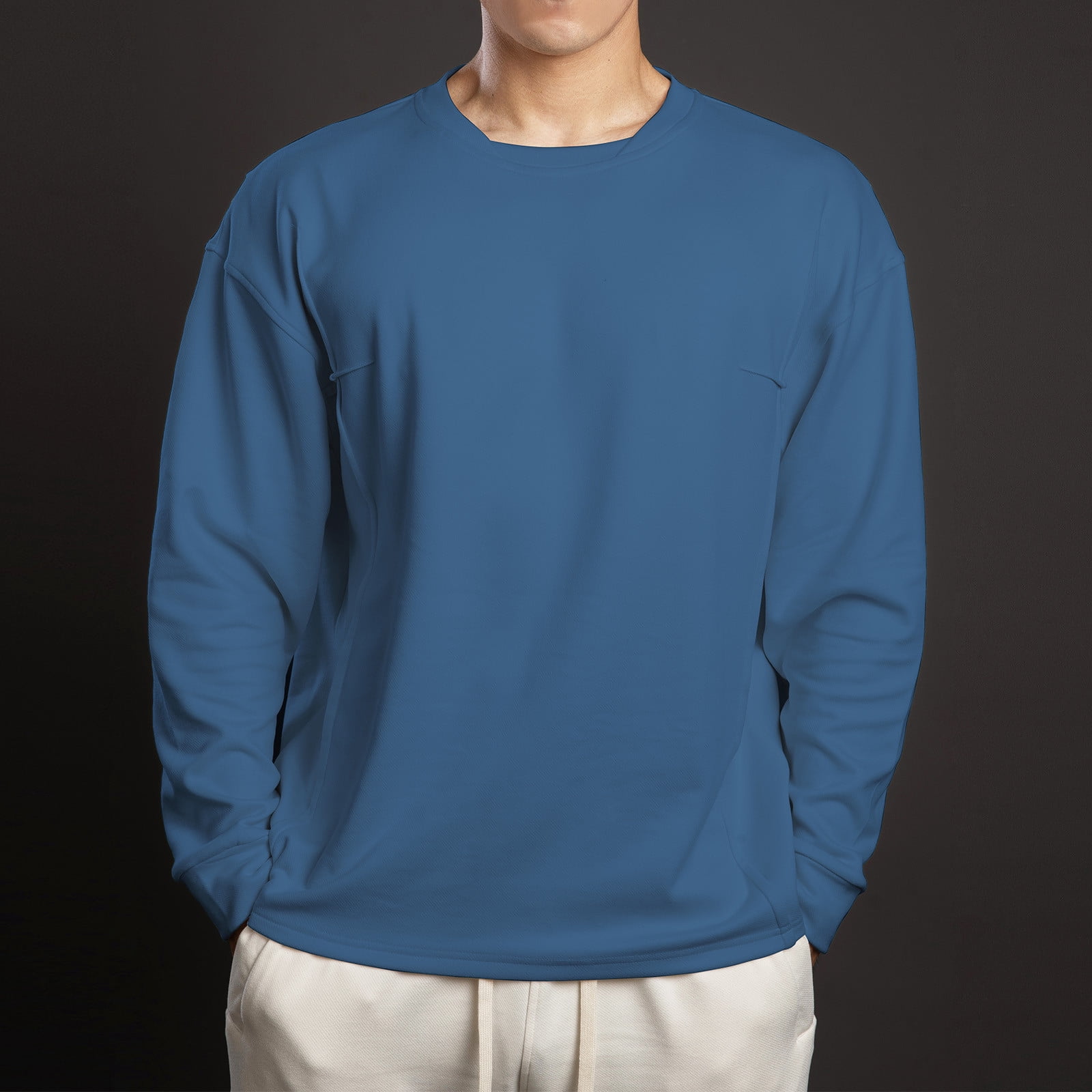 Crewneck Sweatshirts for Men Long Sleeve Thermal Shirts Mens Casual ...