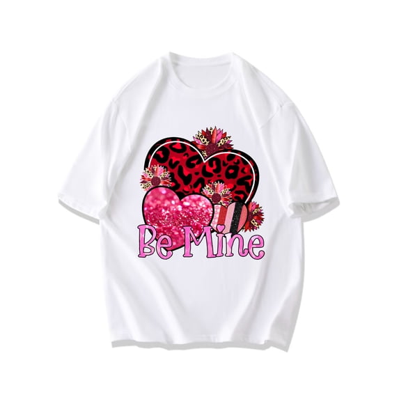 Crewneck T Shirt Black Be Mine Heart Leopard Print And Floral Design ...