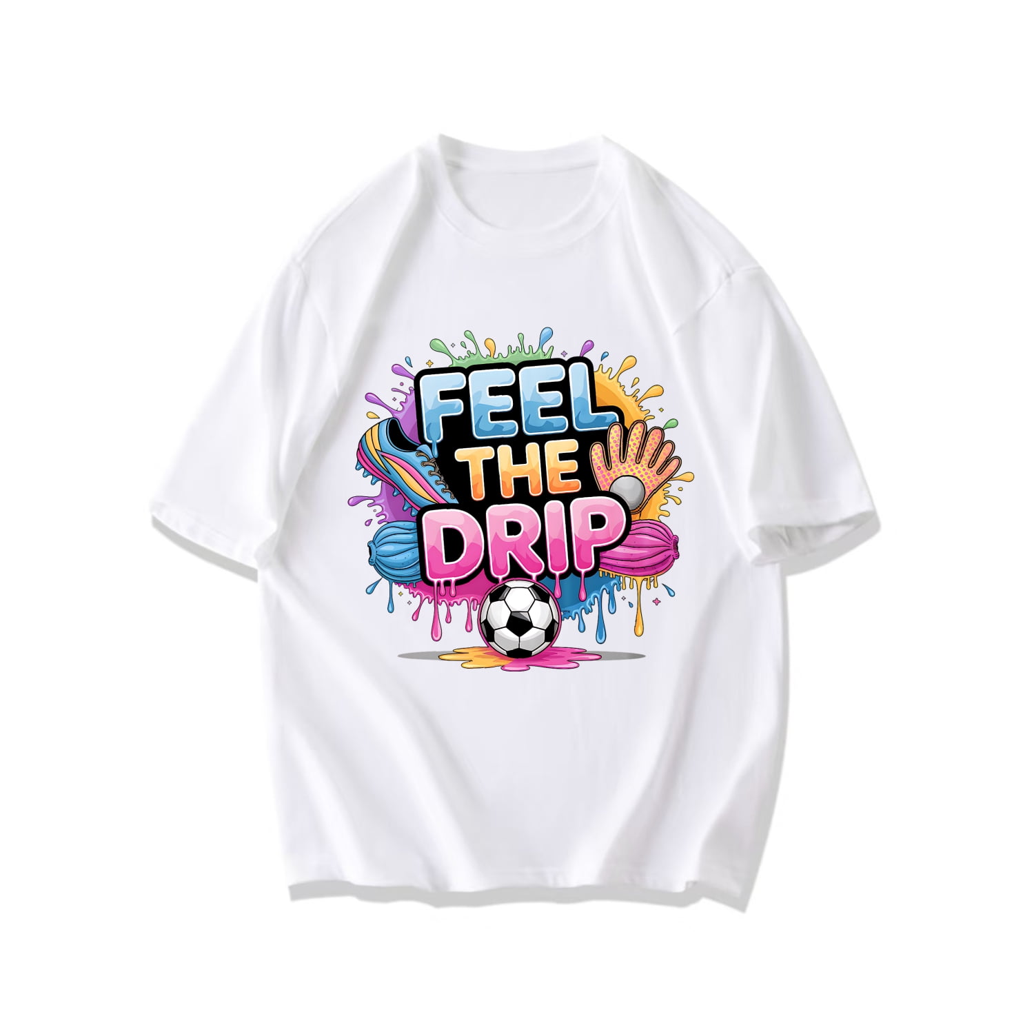 Crewneck T Shirt Black Feel The Drip Soccer Ball And Sneaker Graphic ...