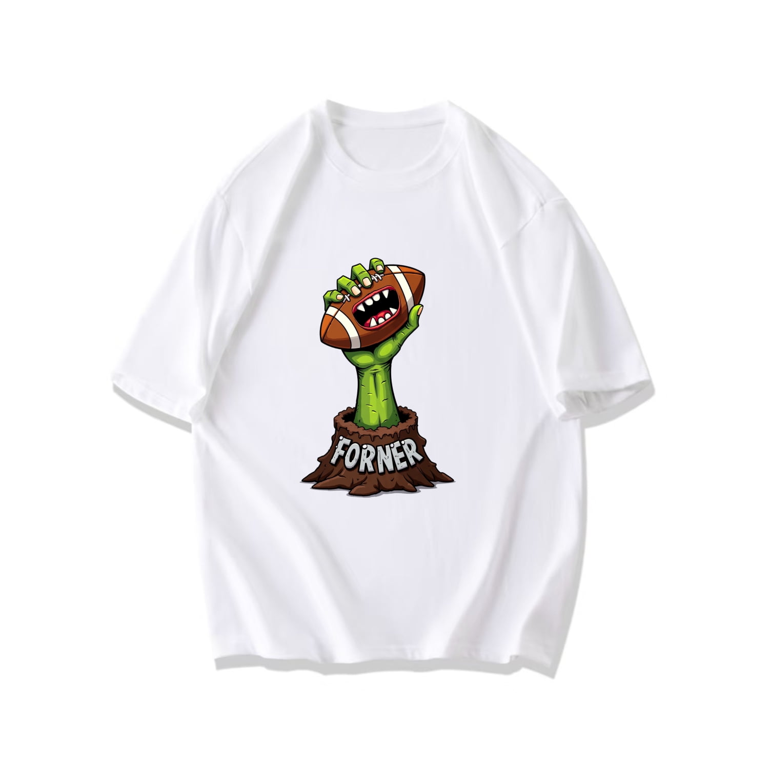 Crewneck T Shirt Black Football Zombie Hand With Text Forner Casual ...