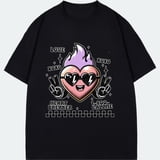 Crewneck T Shirt Black Heart Breaker Flame Heart With Sunglasses And ...