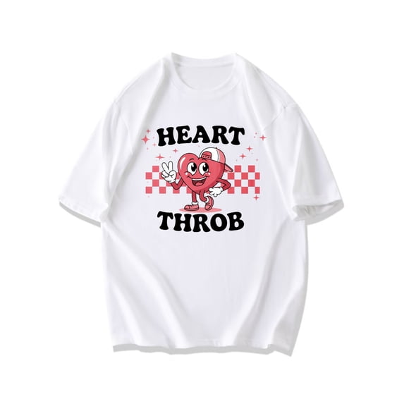 Crewneck T Shirt Black Heart Character With Checkered Background And ...