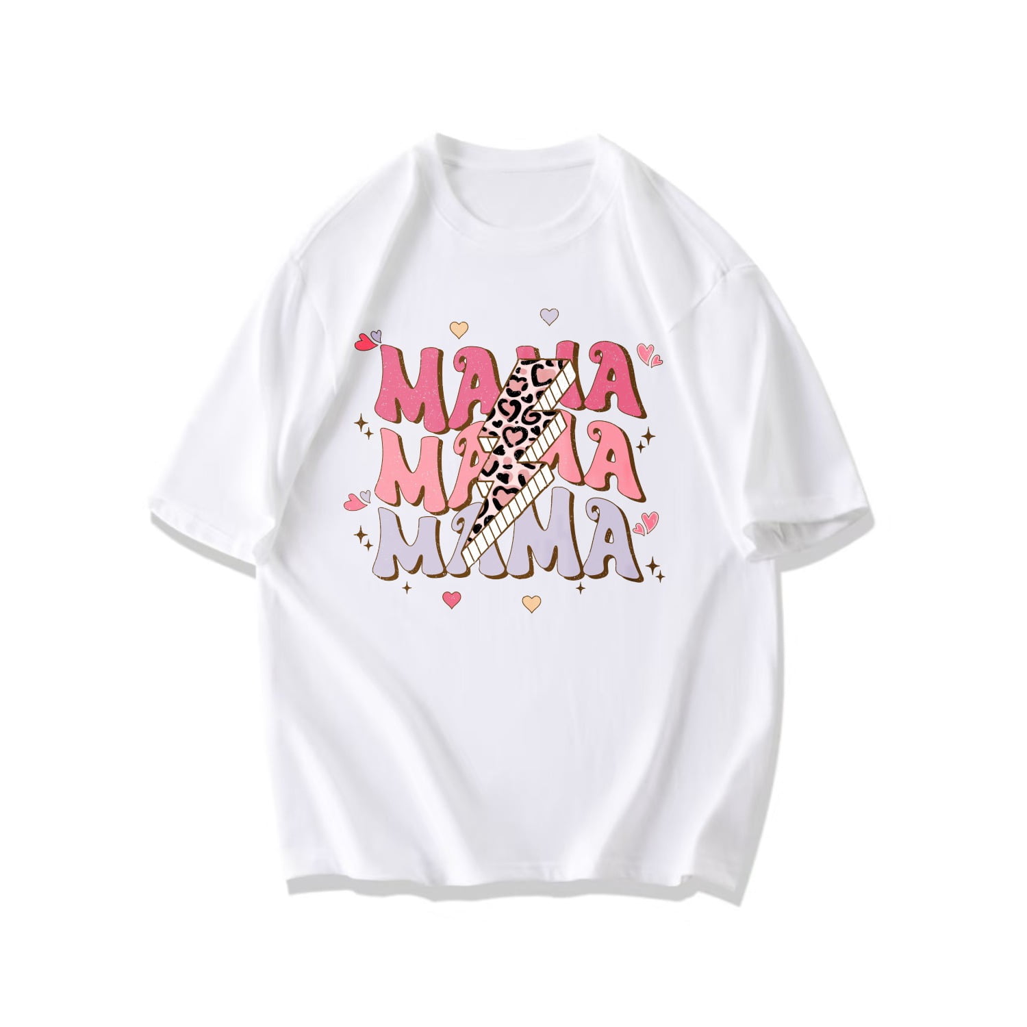 Crewneck T Shirt Black Mama Mama Mima Leopard Print And Hearts Graphic ...