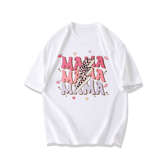 Crewneck T Shirt Black Mama Mama Mima Leopard Print And Hearts Graphic ...