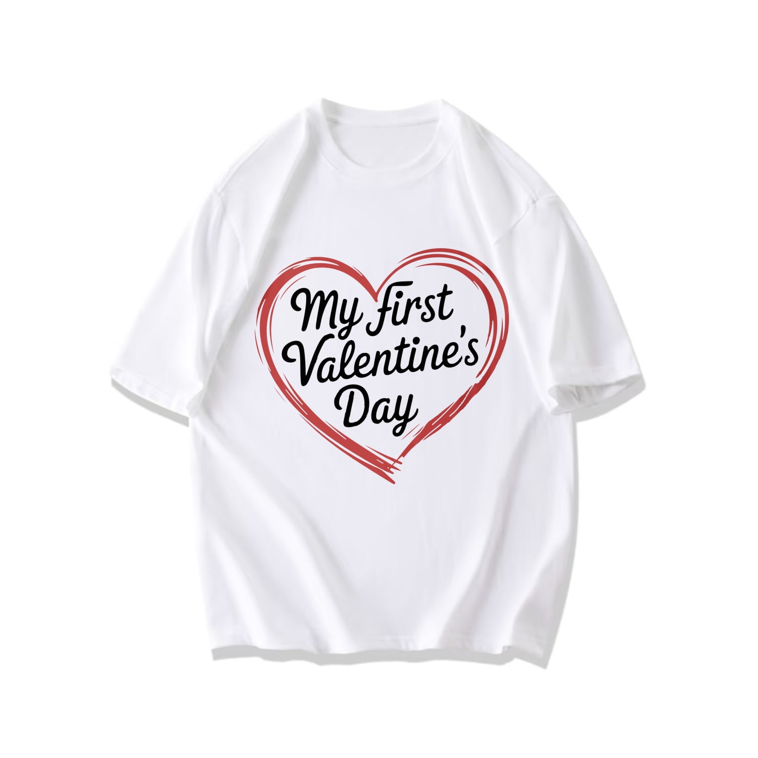 Crewneck T Shirt Black My First Valentines Day Heart Design For ...