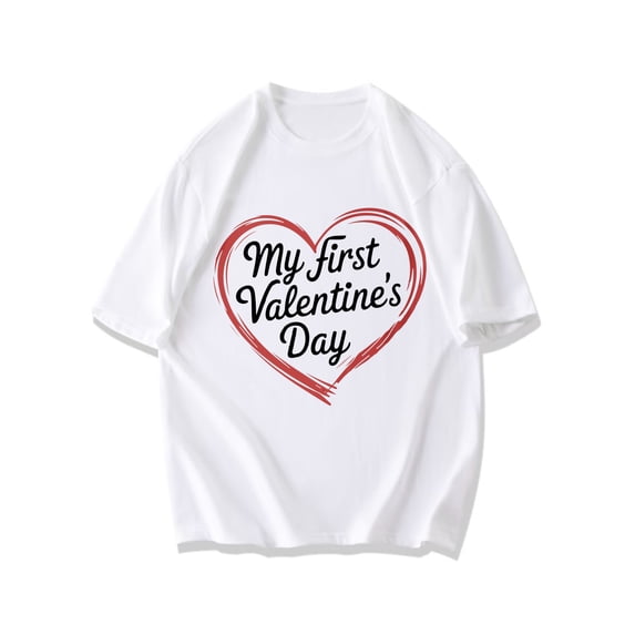 Crewneck T Shirt Black My First Valentines Day Heart Design For ...