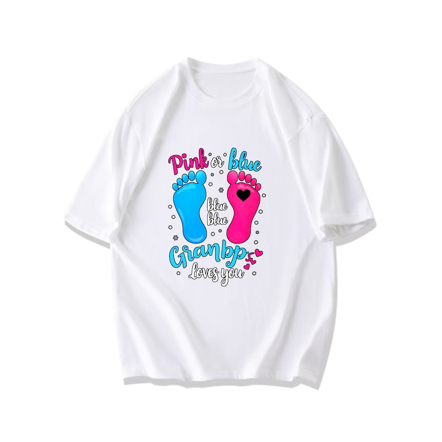 Crewneck T Shirt Black Pink And Blue Baby Footprints With Text Pink Or ...
