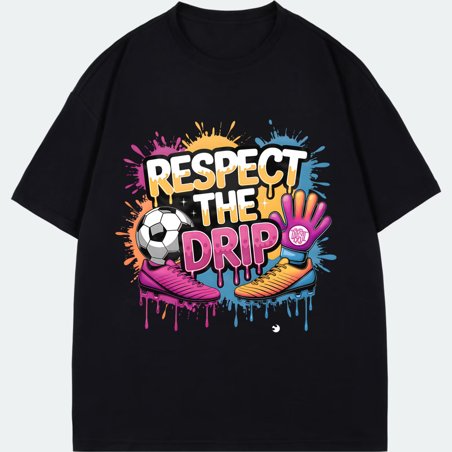 Crewneck T Shirt Black Respect The Drip Soccer Ball And Sneakers ...