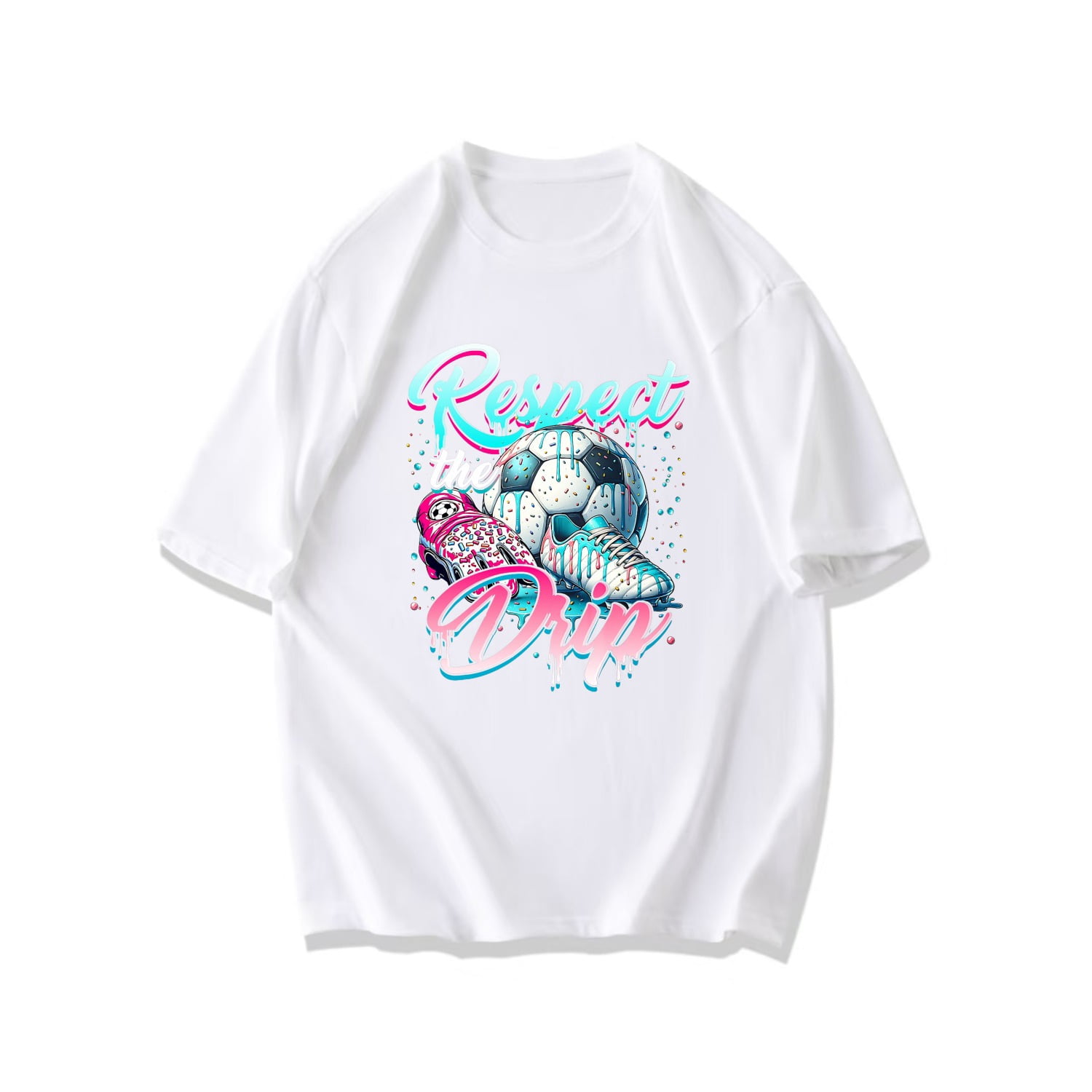 Crewneck T Shirt Black Respect The Drip Soccer Ball And Sneakers ...