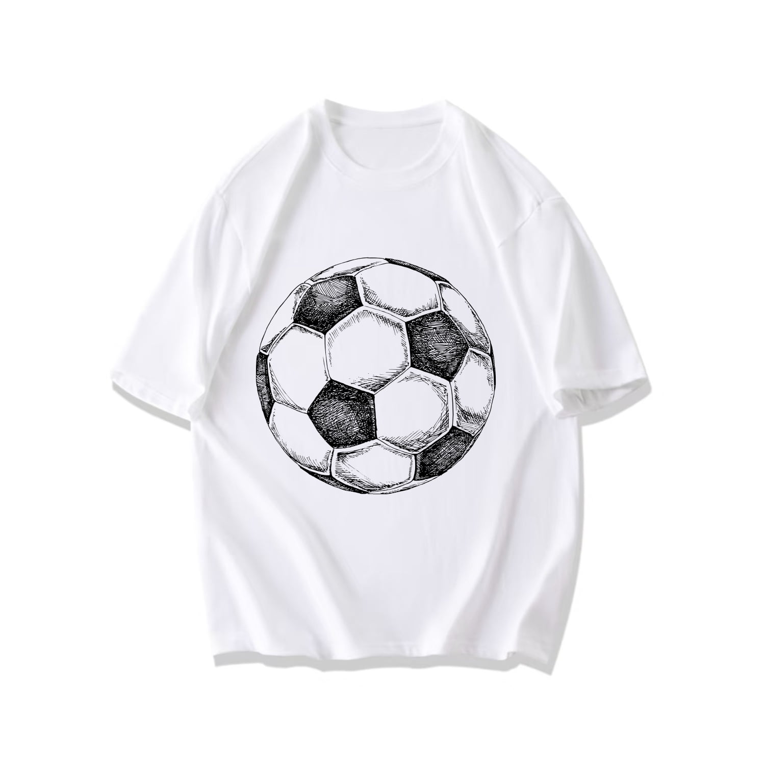 Crewneck T Shirt Black Soccer Ball Graphic Print For Sports Fans And ...