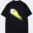 Crewneck T Shirt Black Soccer Ball With Fire Trail Print For Sports ...