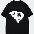 Crewneck T Shirt Black South Carolina State Outline With Palm Tree And ...