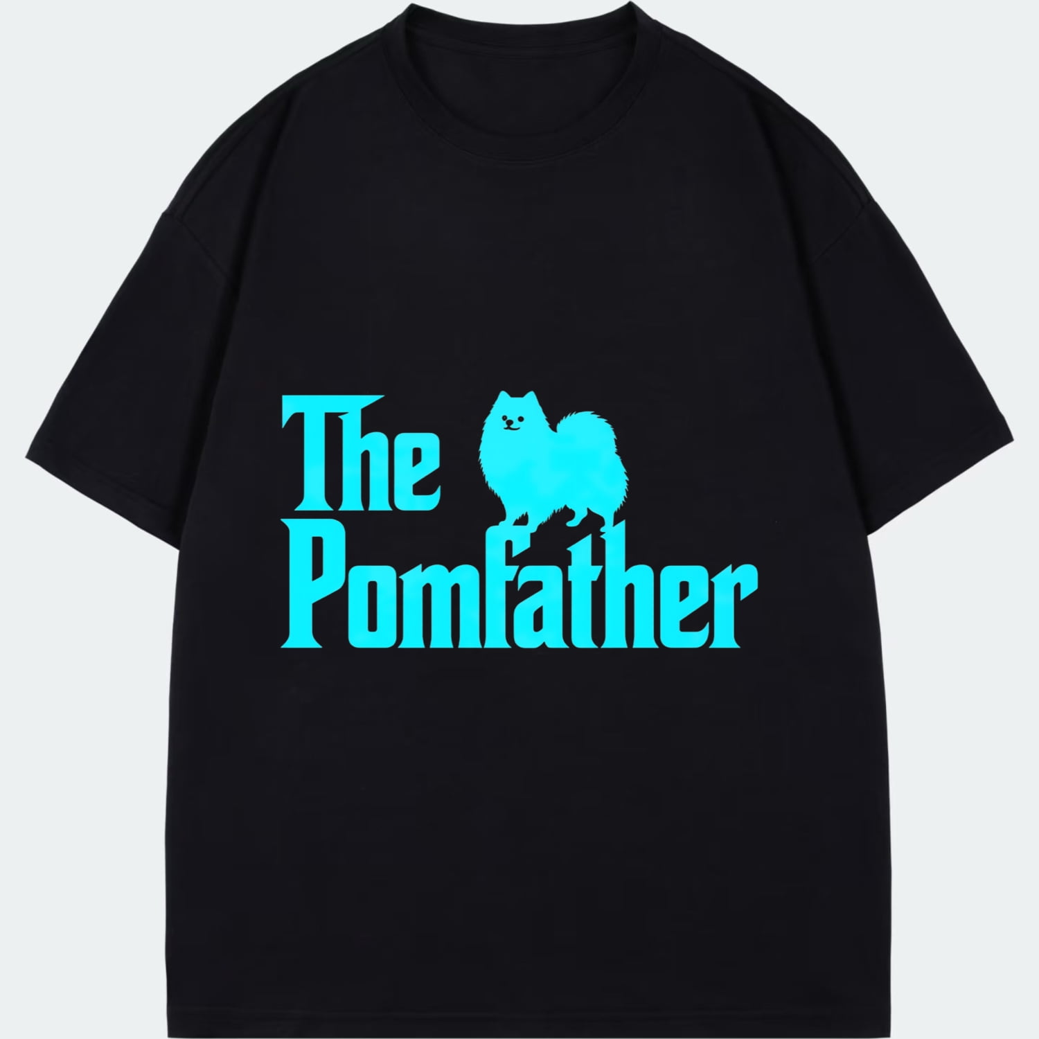 Crewneck T Shirt Black The Pomfather With Pomeranian Dog Graphic For ...