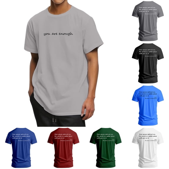 Crewneck T Shirts for Men Lightweight Soft Letter Print Tees Summer ...