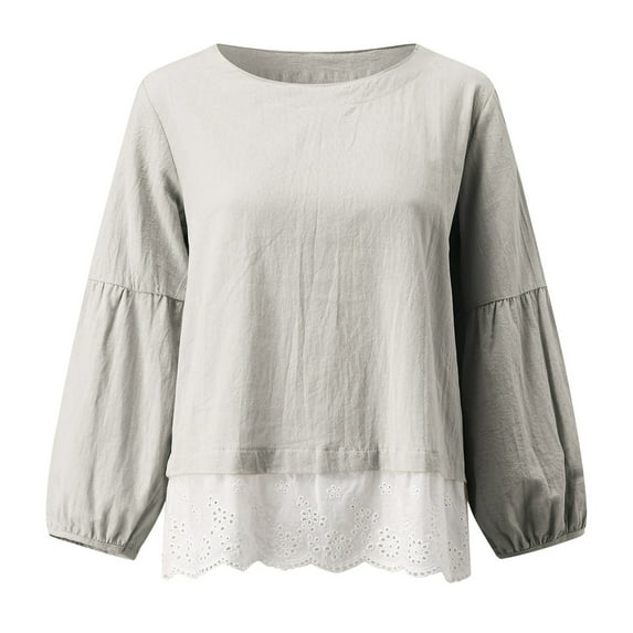 Crewneck Tops for Women Long Sleeve Spring Casual Loose Tee 2026 Summer ...