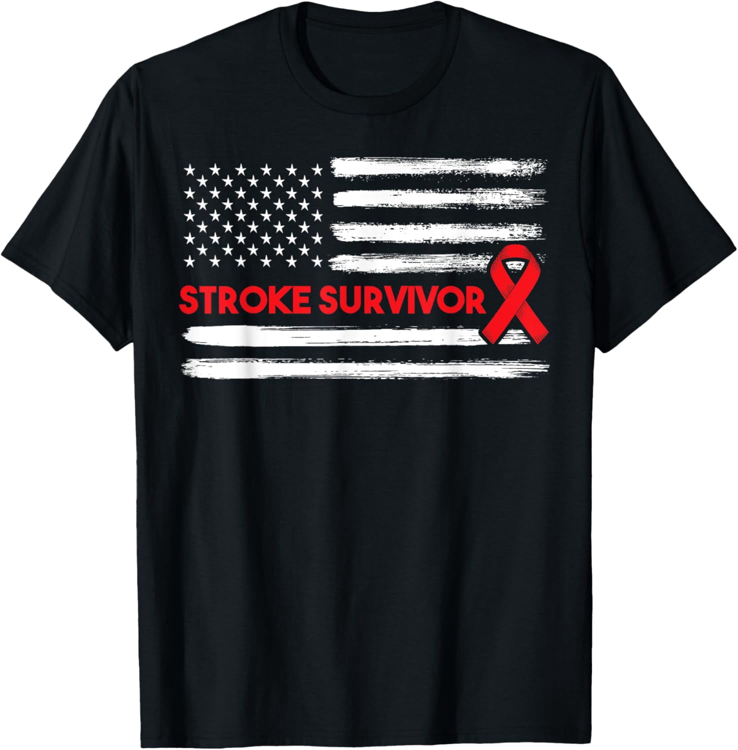 Crewneck Unisex Tee - Stroke Survivor American Flag Support Cure ...