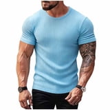 Crewneck Workout Shirts for Men - Solid Color Short Sleeve Running ...