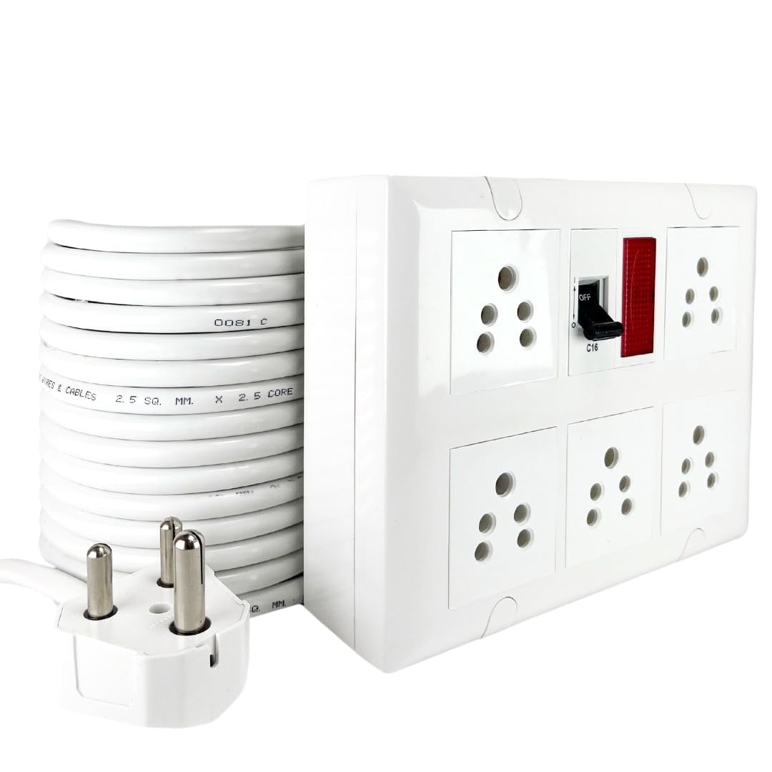 Crexan Extension Board 240 Volts 3 Pin 6A1500 Wattage with 16Amp Socket ...