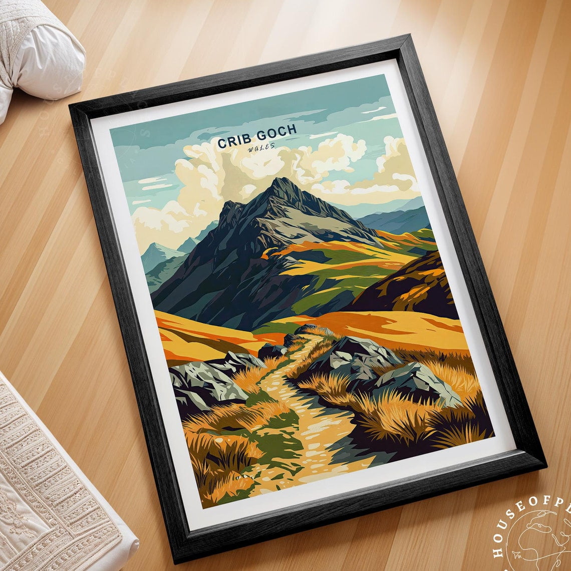 Crib Goch Snowdonia Travel Poster, Wales Snowdon Wall Art, Snowdonia ...