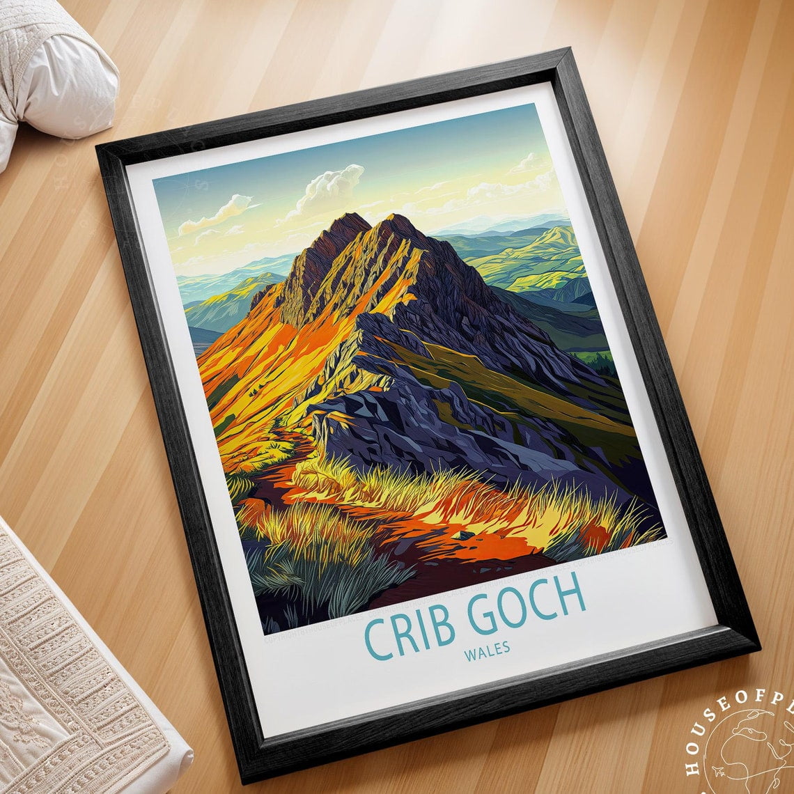 Crib Goch Wales Travel Poster, Crib Goch Snowdonia National Park Print ...