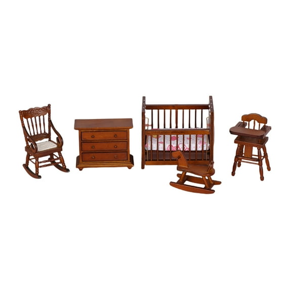 Crib Miniature Small Bed for 1:12 Scale Dollhouses, Perfect for Role ...