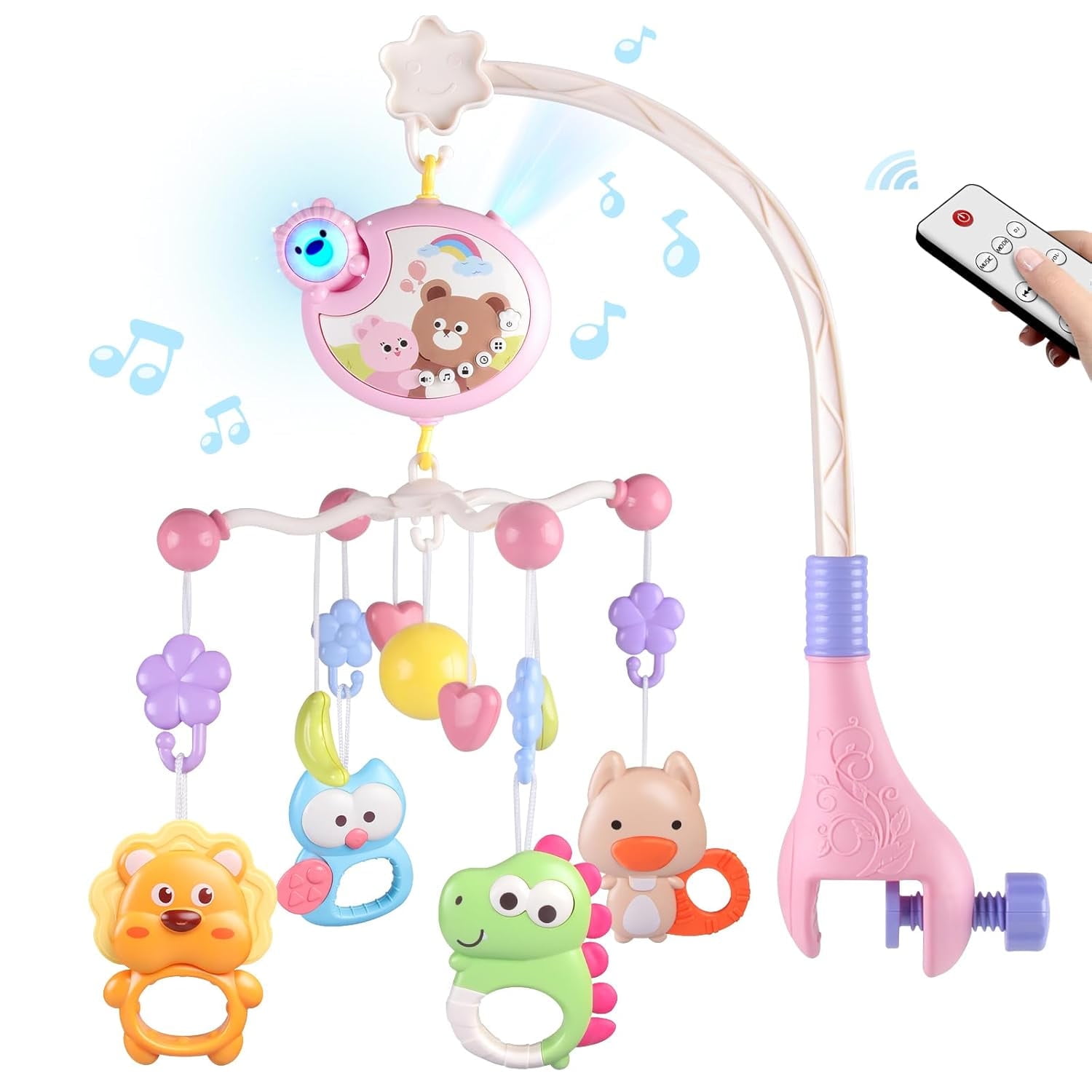 YUANAO Crib Mobile with Music and Lights, Infant Mobile Lullabies Box ...