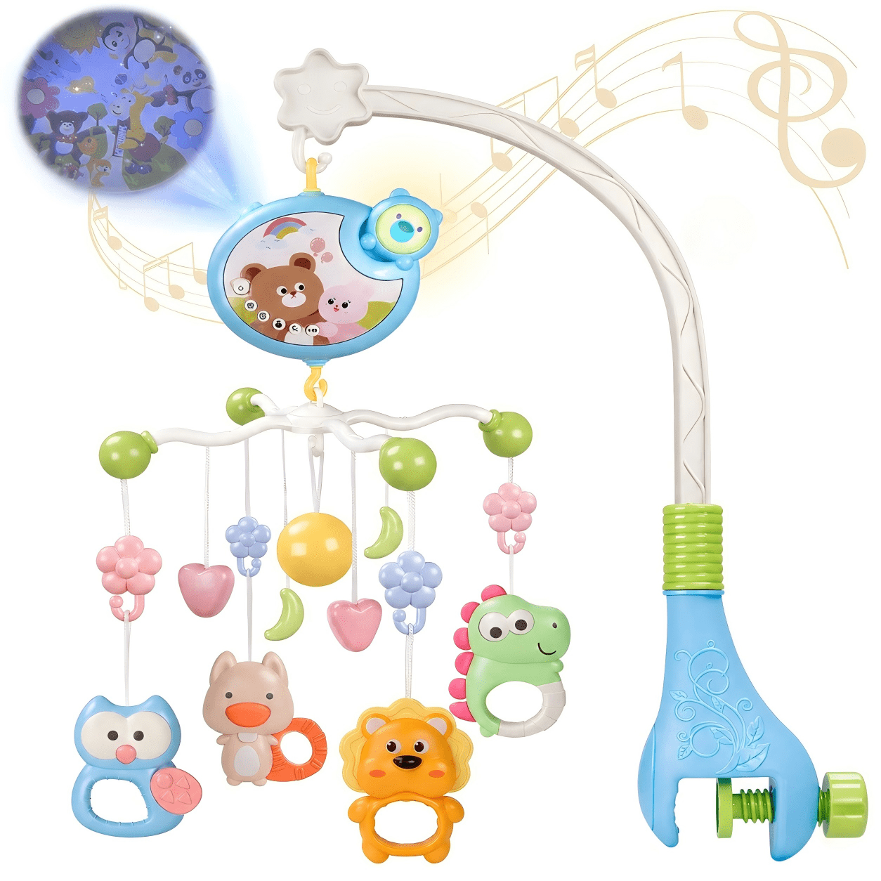 YUANAO Baby Crib Mobile Toys with Music & Lights, Portable Mobile ...