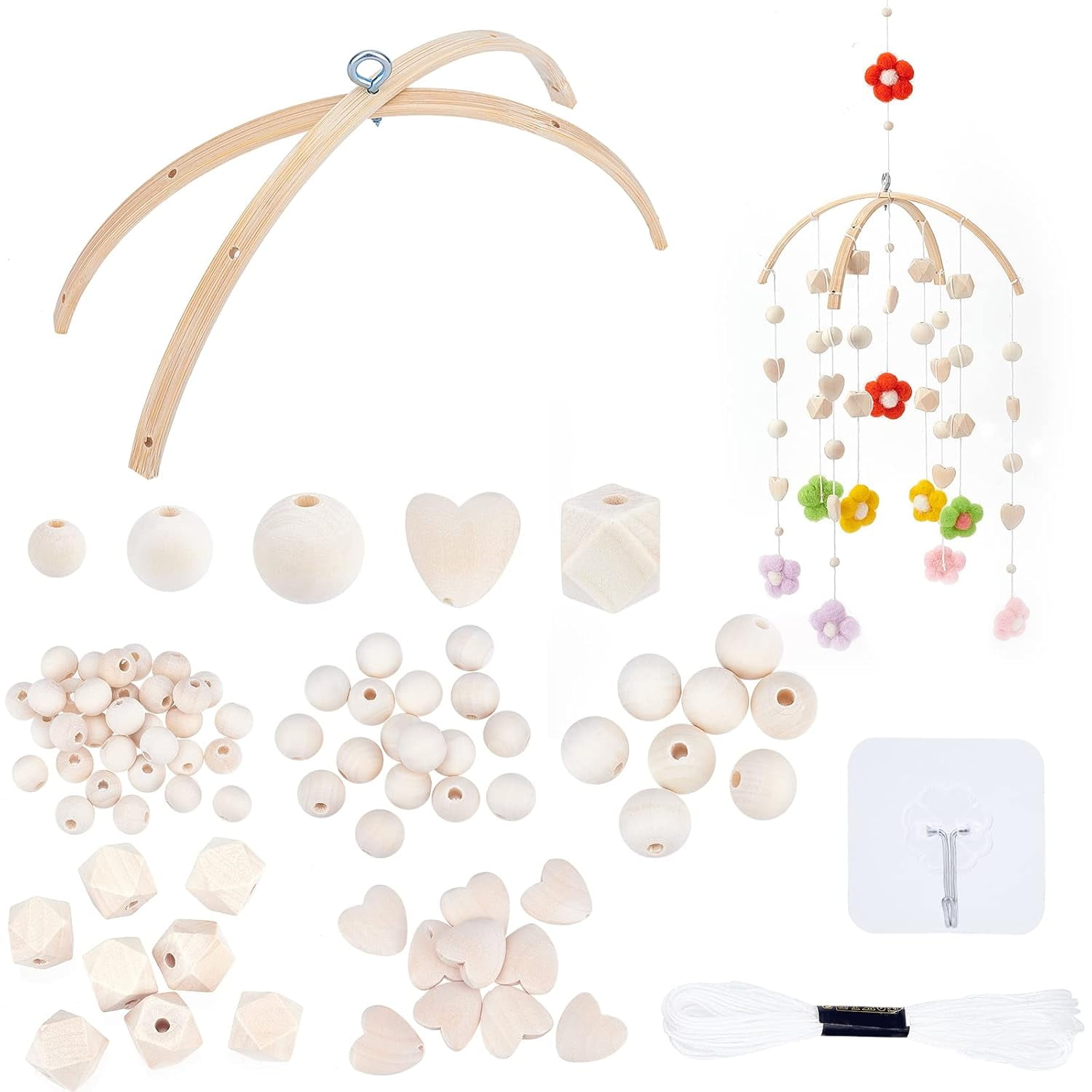 Crib Mobile Wind Chime Semicircle Mobile Crib Bed Bell Ceiling Wooden ...