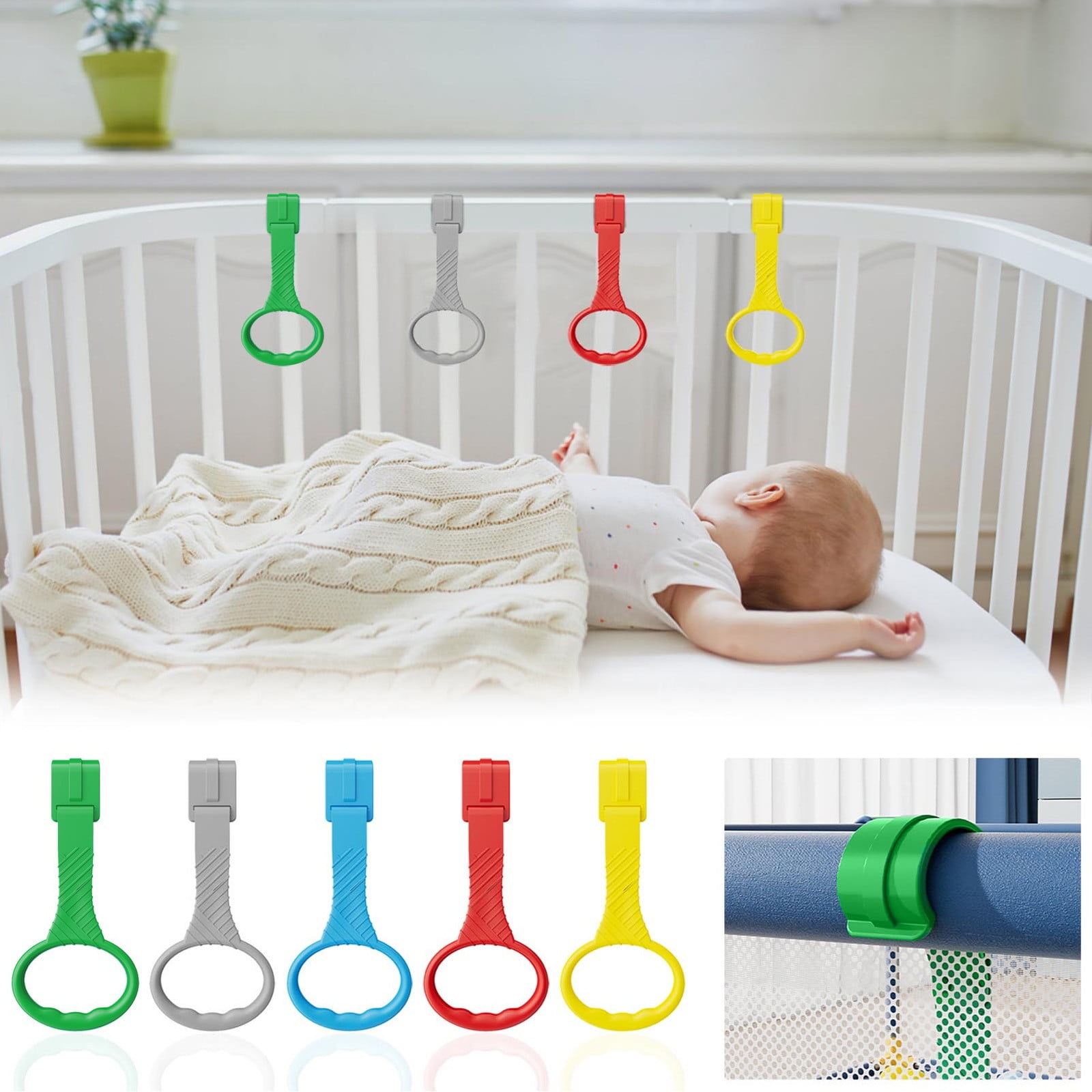 Crib Pull Ring Standing Support Aid | Plastic Nylon Ergonomic Grip ...