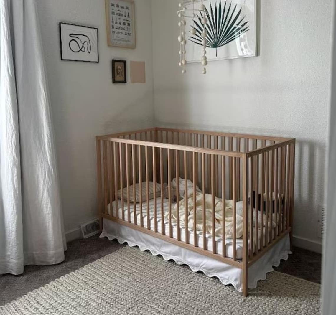 Crib Scalloped Skirt Baby Girl Boys Nursery Bedding Dust Ruffle 6" To ...