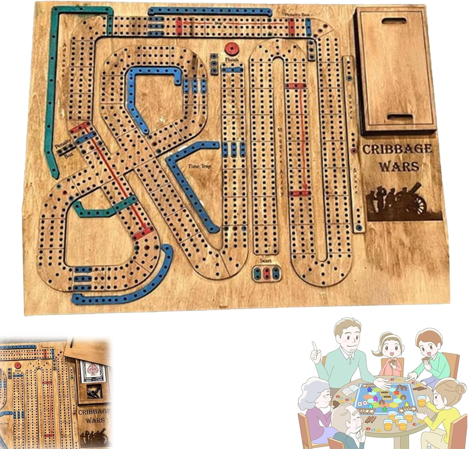 Cribbage War Board Game,Cribbage War Game,Wooden Cribbage Board Game ...