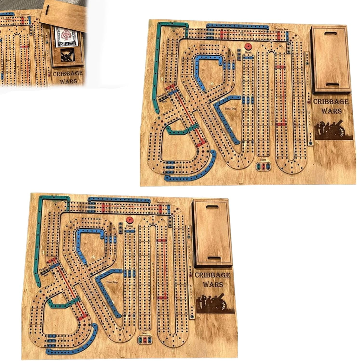 Cribbage War Game, 2024New Wooden Cribbage Board Game Set with Built-in ...