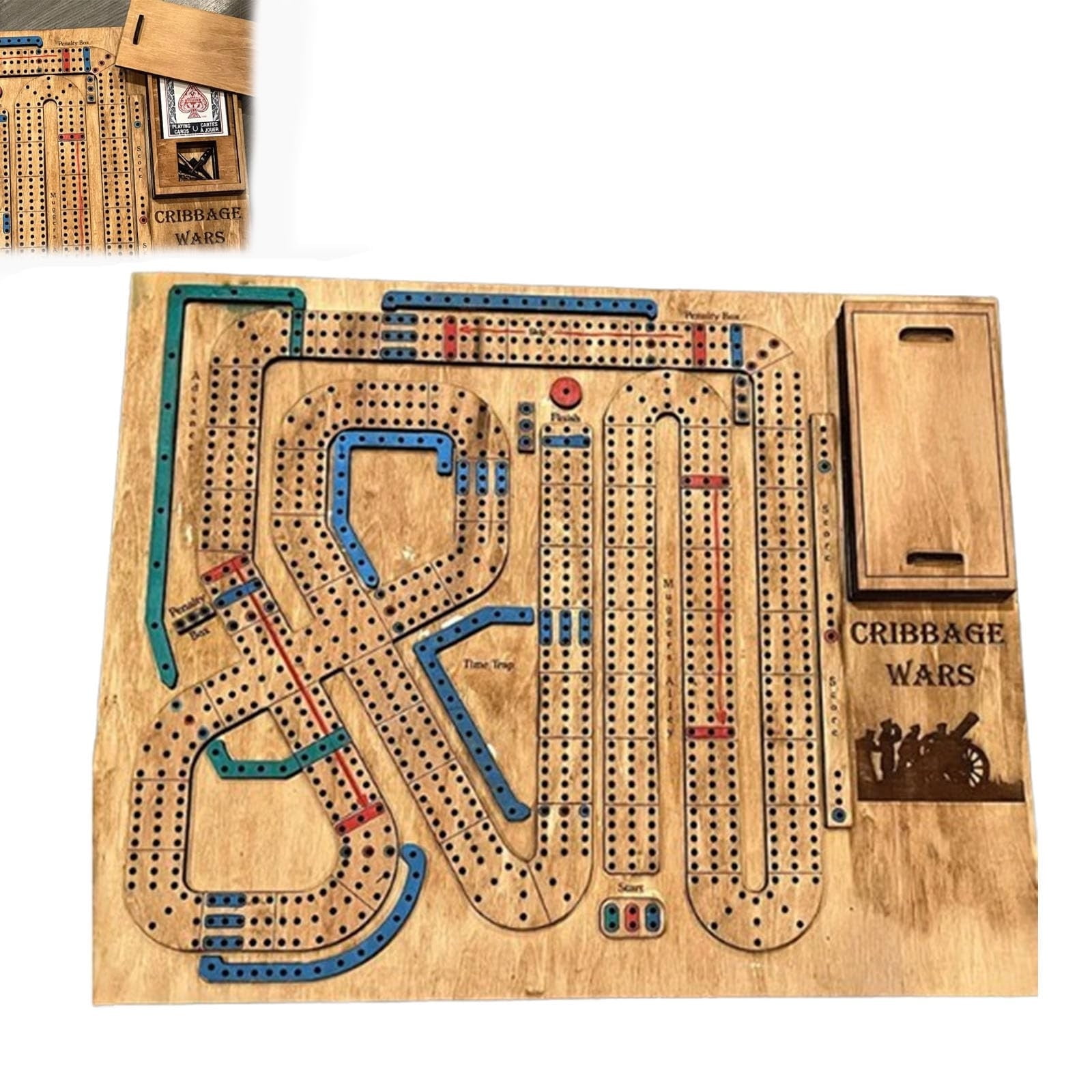 Cribbage War Game 2024New Wooden Cribbage Board Game Set With Built In ...
