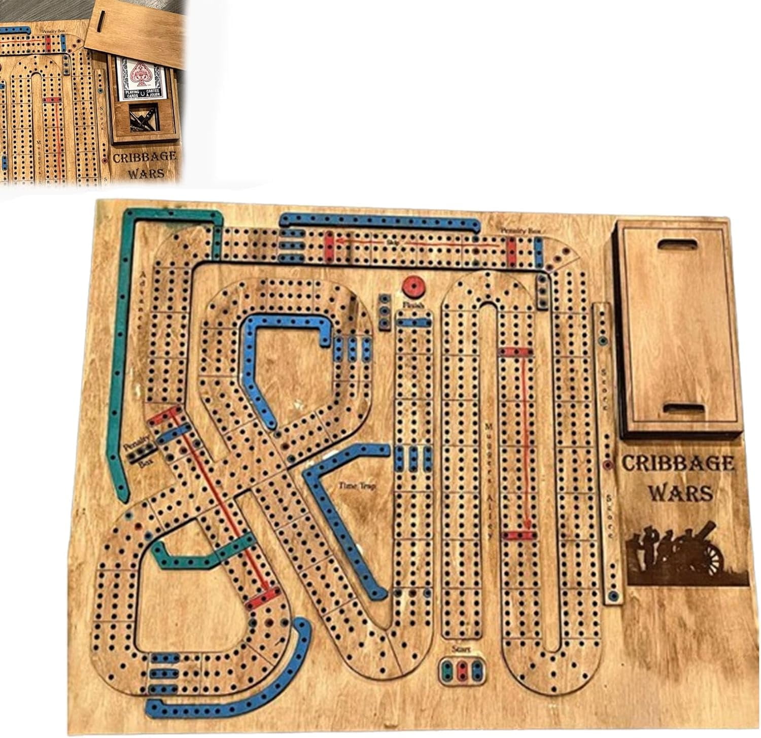 Cribbage War Game, 2024New Wooden Cribbage Board Game Set with Built-in ...