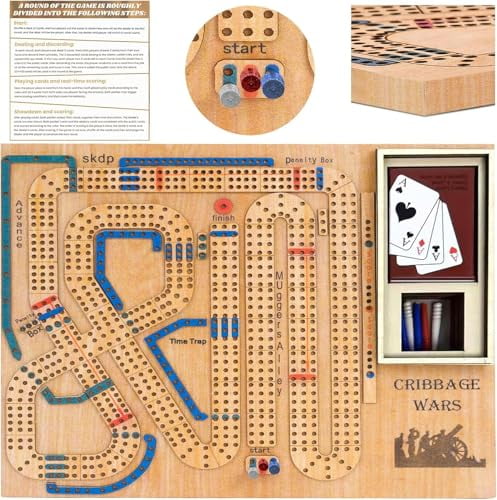 Cribbage Wars Board Game,2025 Wooden Cribbage Board Game Set Traps ...