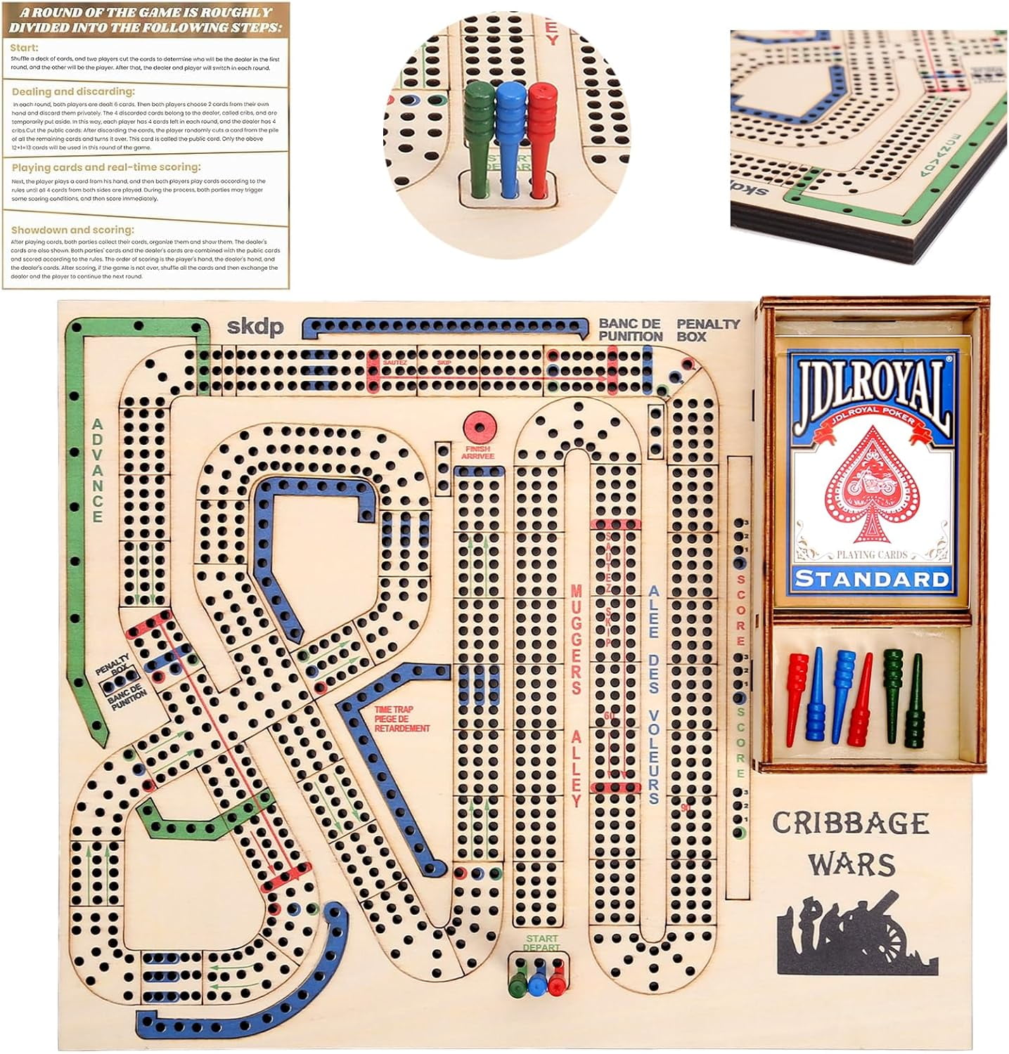 Cribbage Wars Board Game,2025 Wooden Cribbage Board Game Set Traps ...