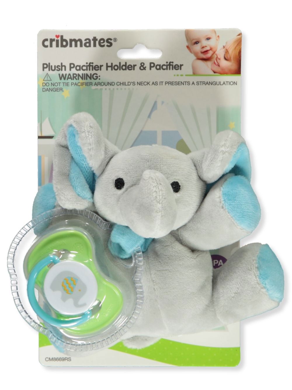 Cribmates Elephant Plush Pacifier Holder with Pacifier - Assorted, one ...